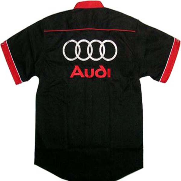 Race Car Jackets. Audi Crew Shirt Black and Red