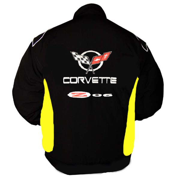 Race Car Jackets. Corvette C5 Z06 Racing Jacket Black and Yellow