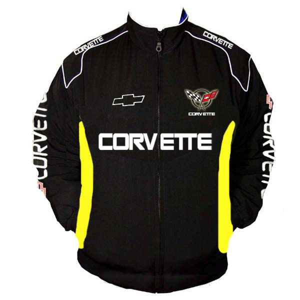 Race Car Jackets. Corvette C5 Z06 Racing Jacket Black and Yellow