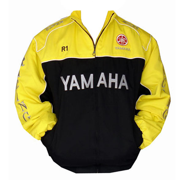 Race Car Jackets. Yamaha R1 Motorcycle Jacket Black and Yellow