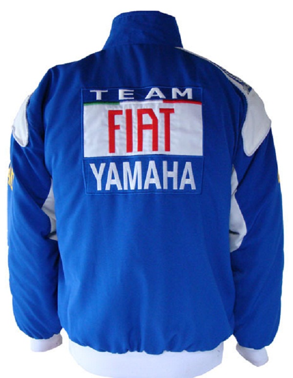 Race Car Jackets. Yamaha Team Fiat Motorcycle Jacket White and Royal Blue